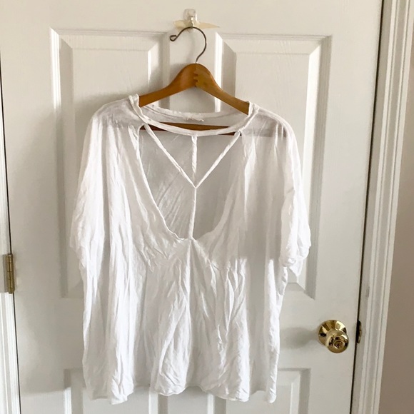 emory park | Tops | Emory Park Deep Vneck Cutout White Flowy Blouse ...